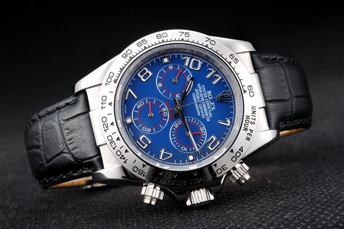 Rolex Daytona rozsdamentes acél tok kék tárcsa fekete bőrszíj – Svájci ...